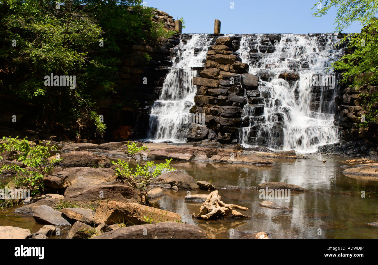 Chewacla Falls waterfall over dam at Chewacla State Park in Alabama USA ...