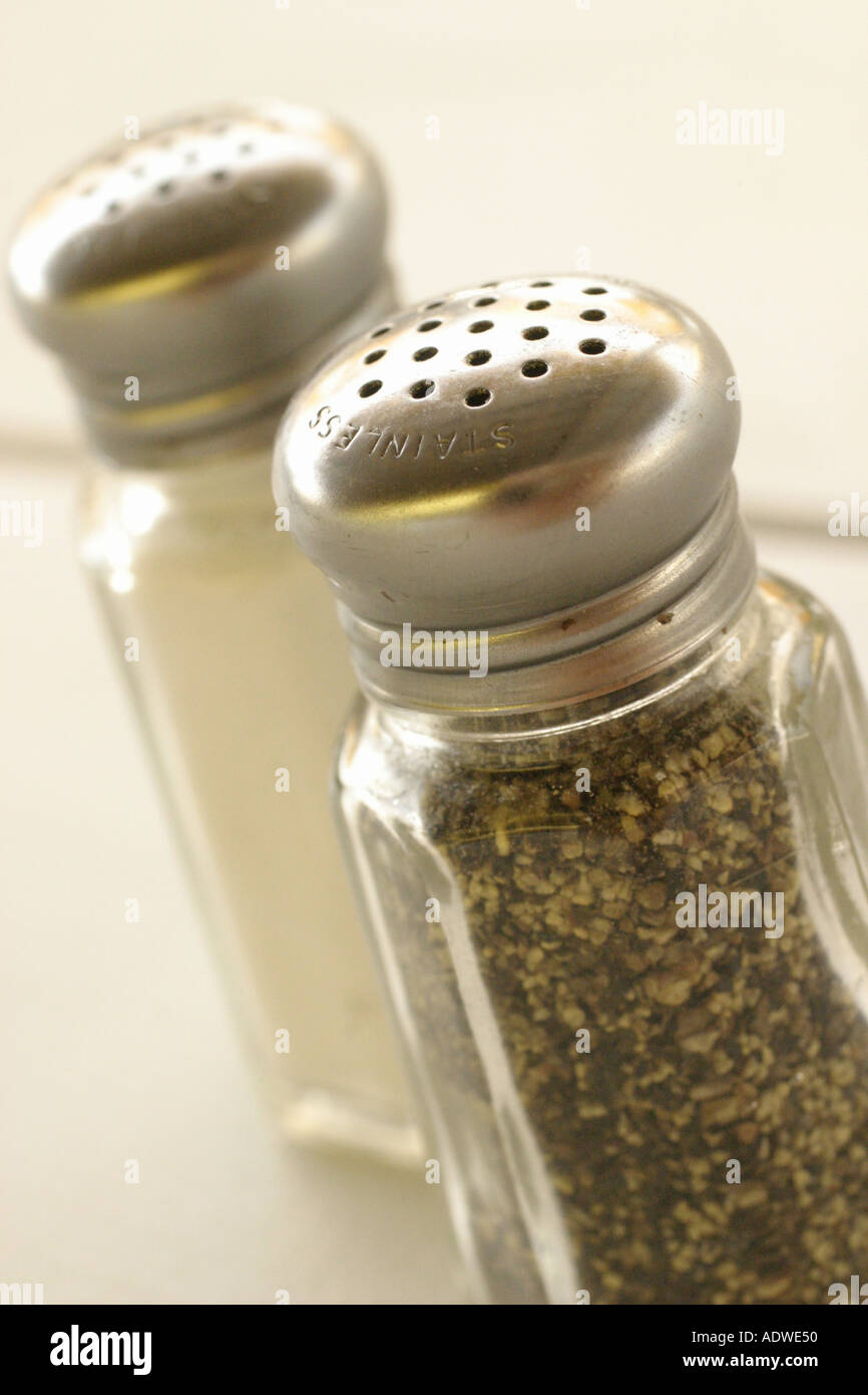 salt and pepper shakers in an American diner Stock Photo - Alamy