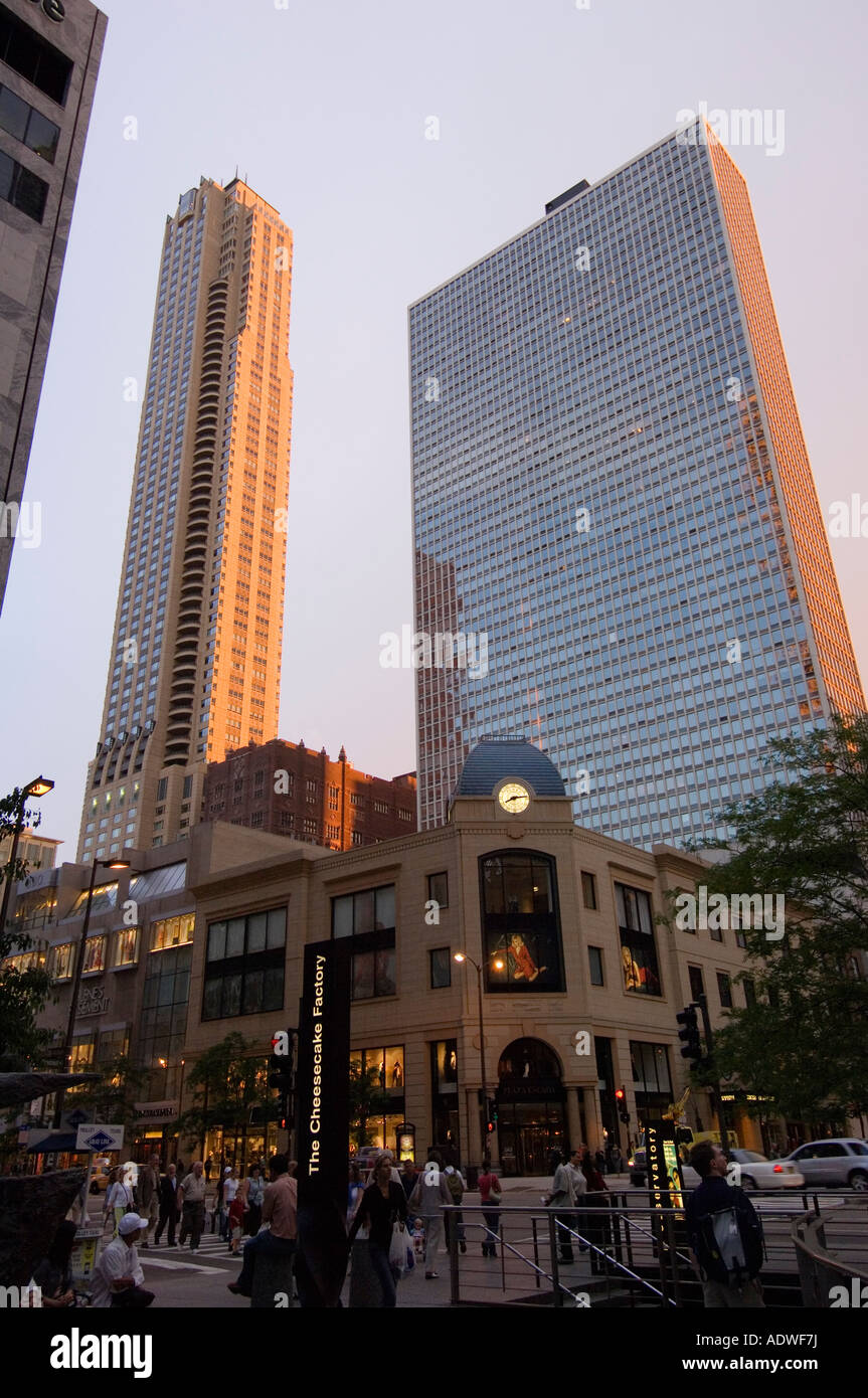 Shops and skyscrapers from ground level near Hancock building Chicago ...