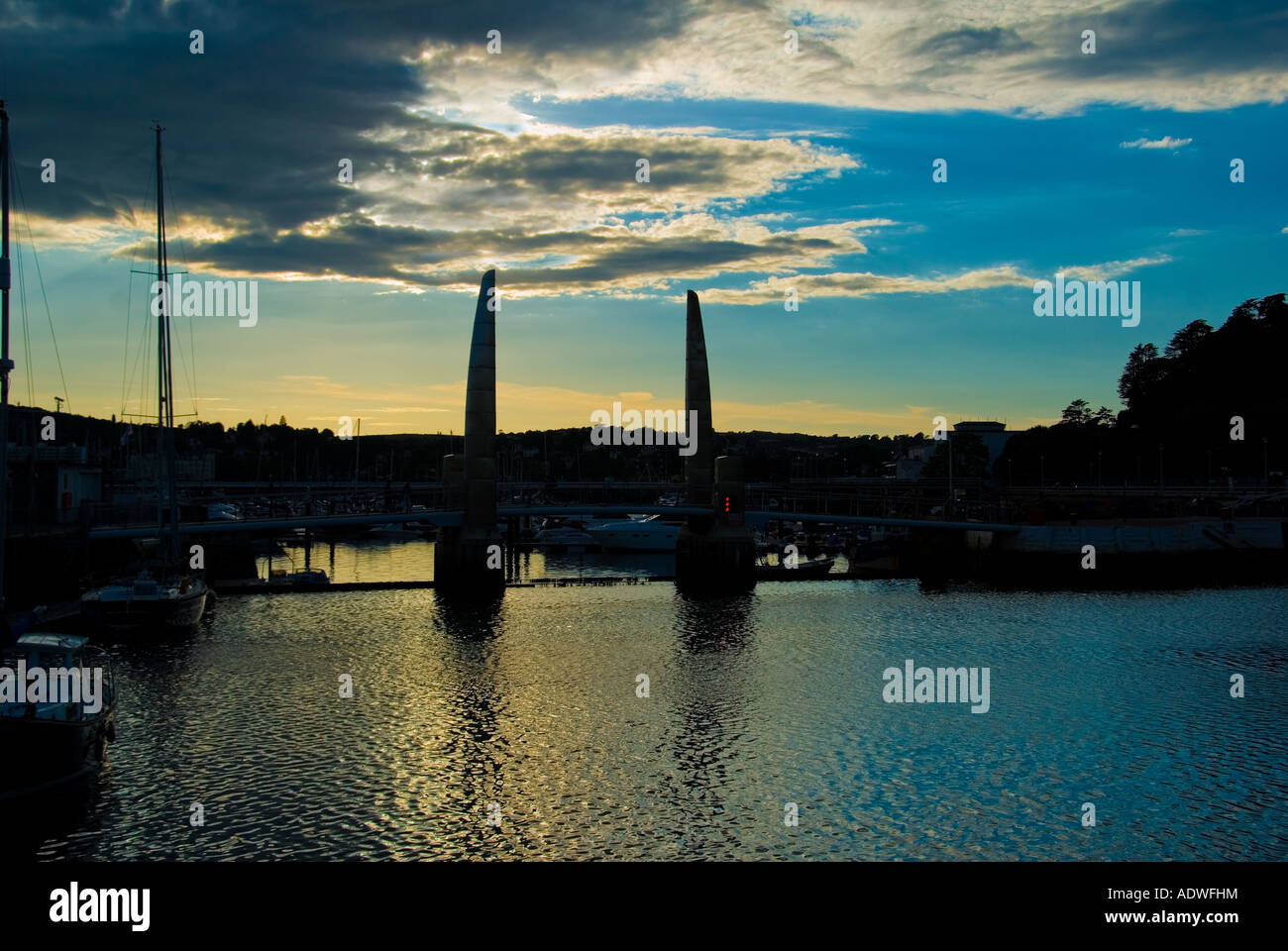 Torquay Harbour Gate Silhouette Stock Photo - Alamy