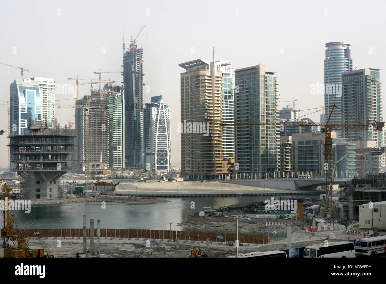 ARE, United Arab Emirates, Dubai: construction site of many building ...
