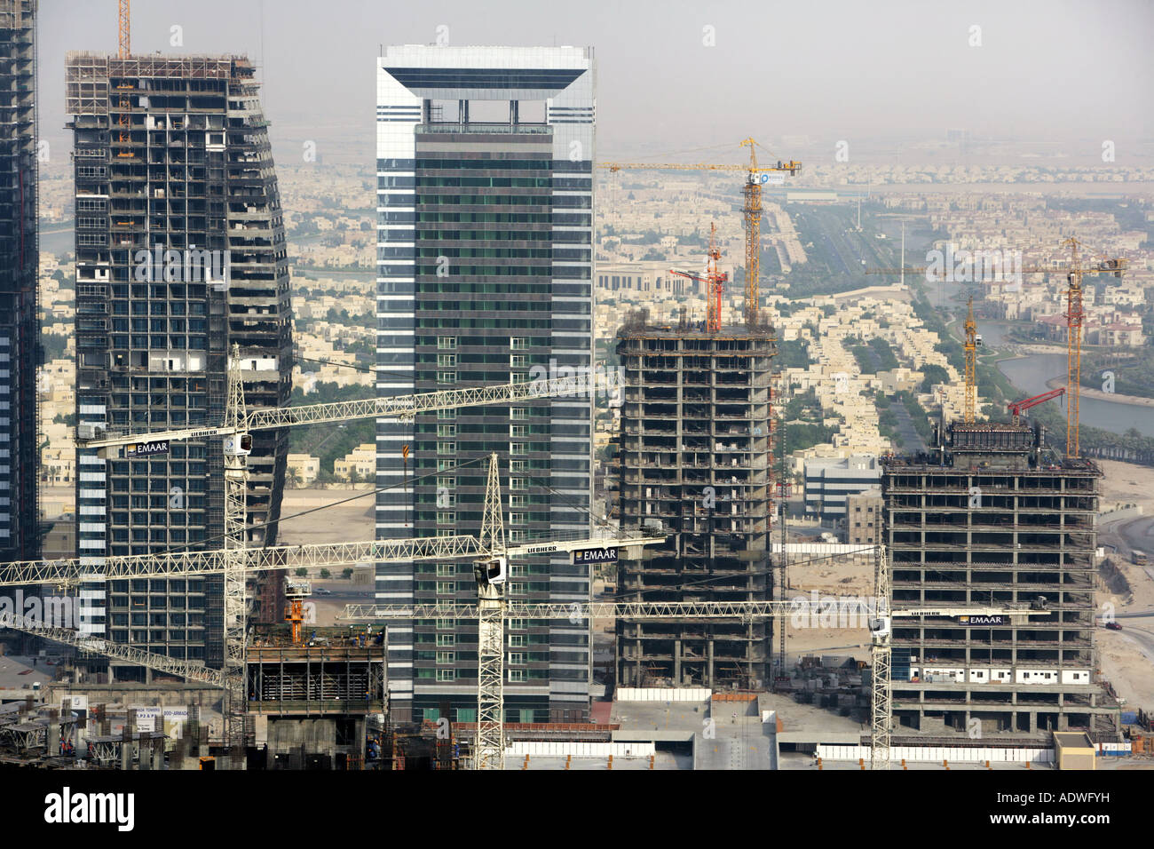 ARE, United Arab Emirates, Dubai: construction site of many building ...