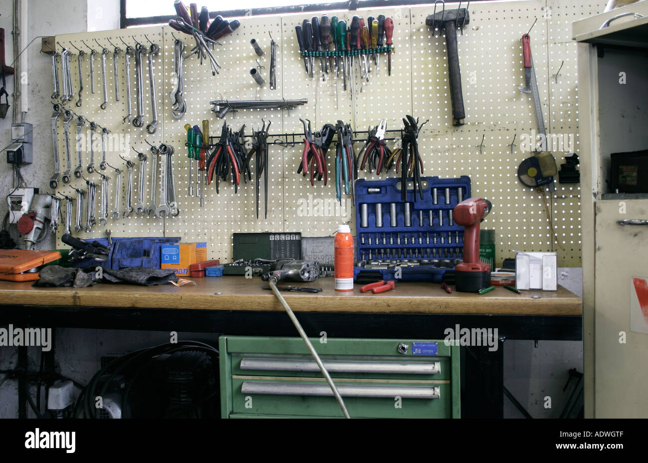 Tools in a garage Stock Photo - Alamy