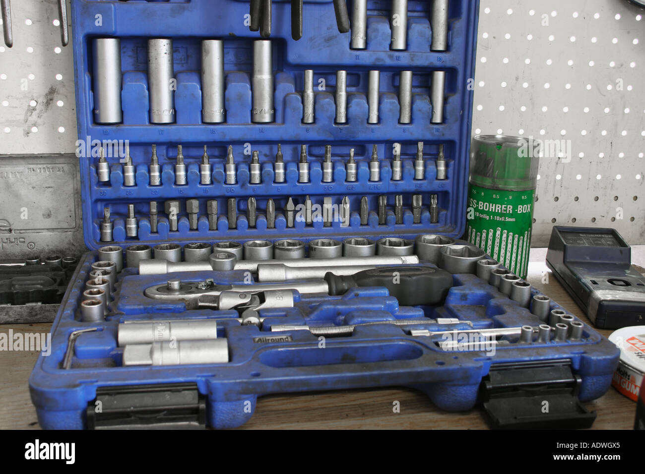 Tools in a garage Stock Photo - Alamy