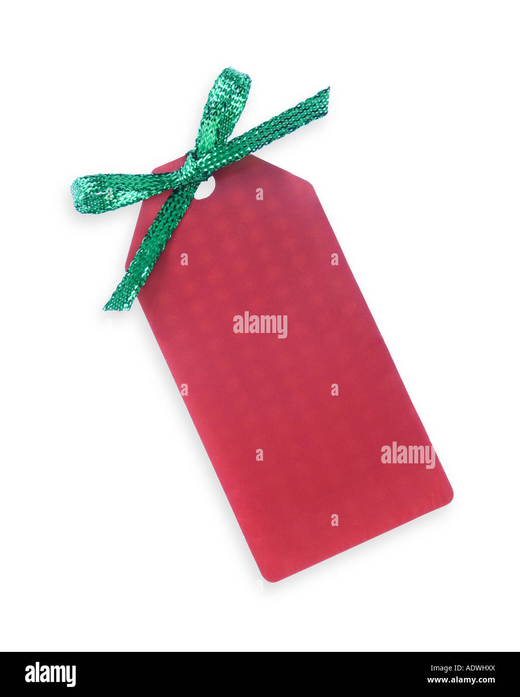 Blank gift tag with red ribbon Cut Out Stock Images & Pictures - Alamy