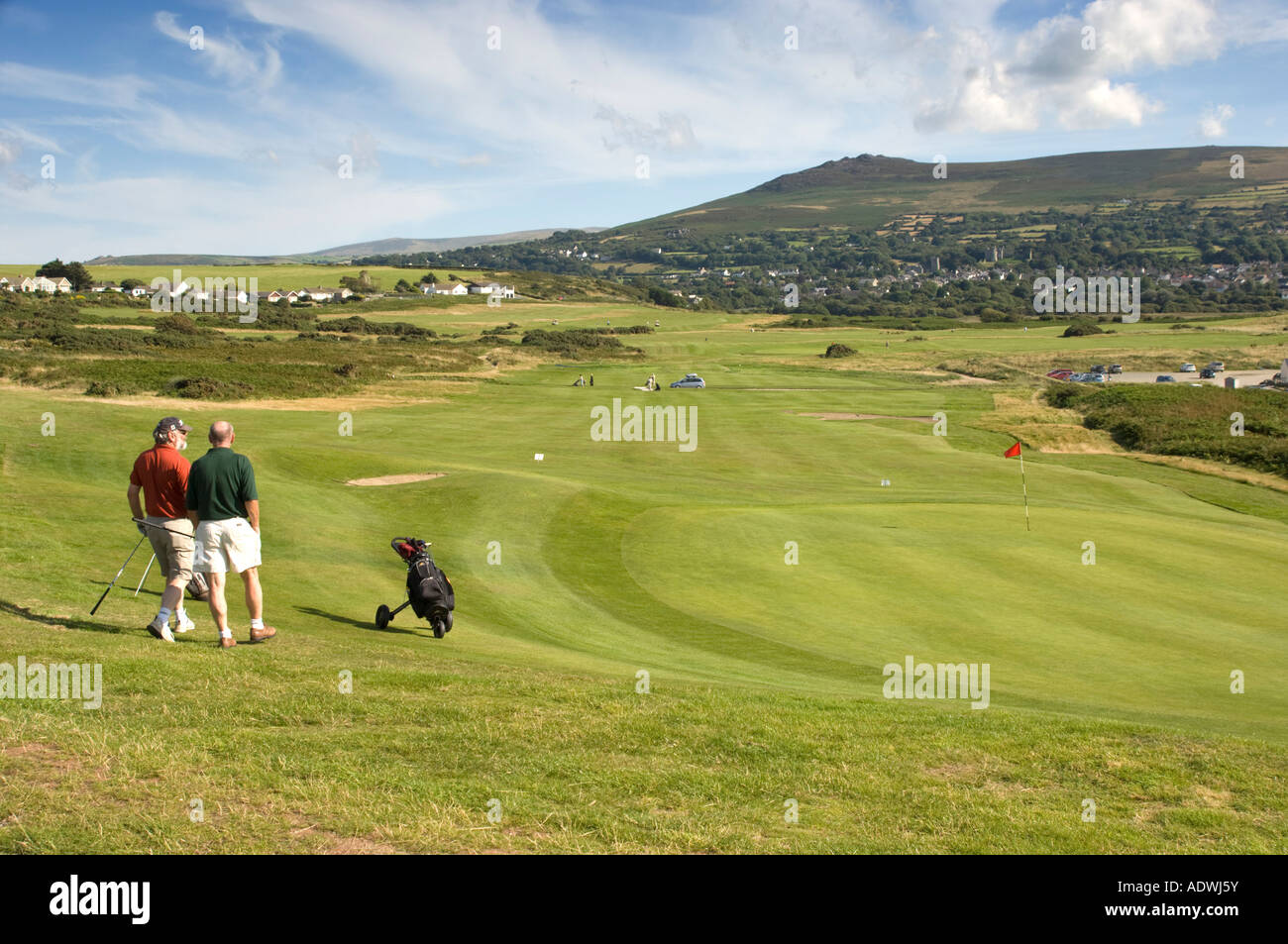 two men playing a round of golf at Newport Trefdraeth Pembrokeshire ...