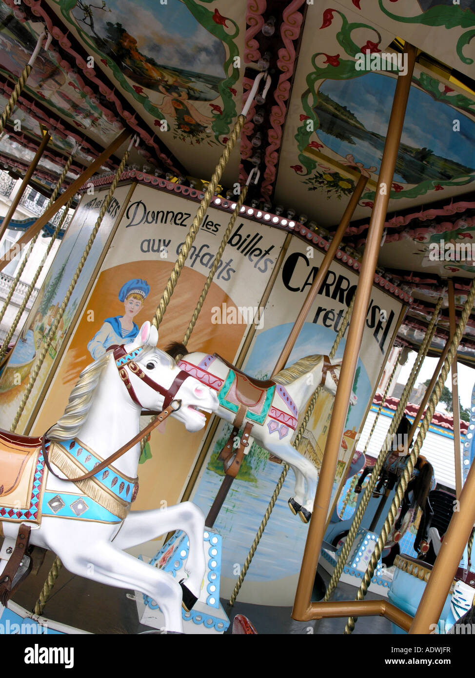 French Fair ground roundabout ride of horses Stock Photo - Alamy