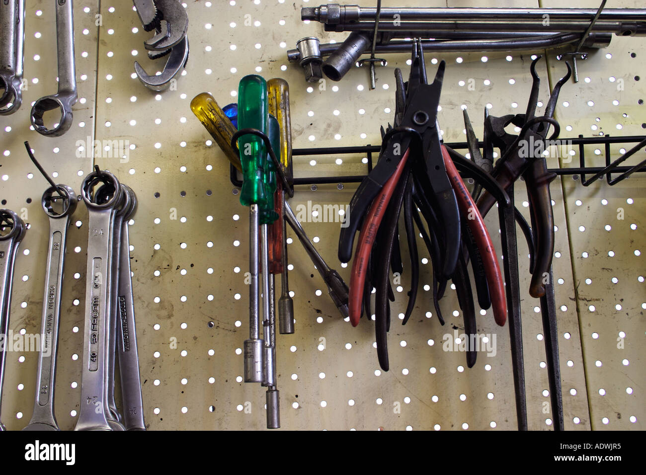 Tools in garage Stock Photo - Alamy
