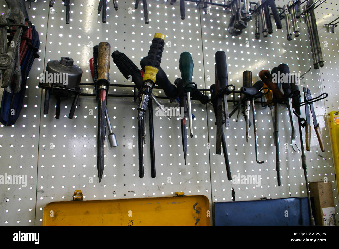 Tools in a garage Stock Photo - Alamy