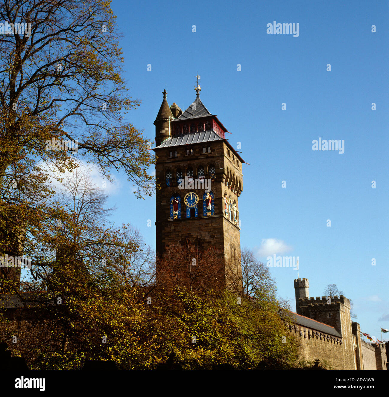 Wales Cardiff Castle Clock Tower Stock Photo - Alamy
