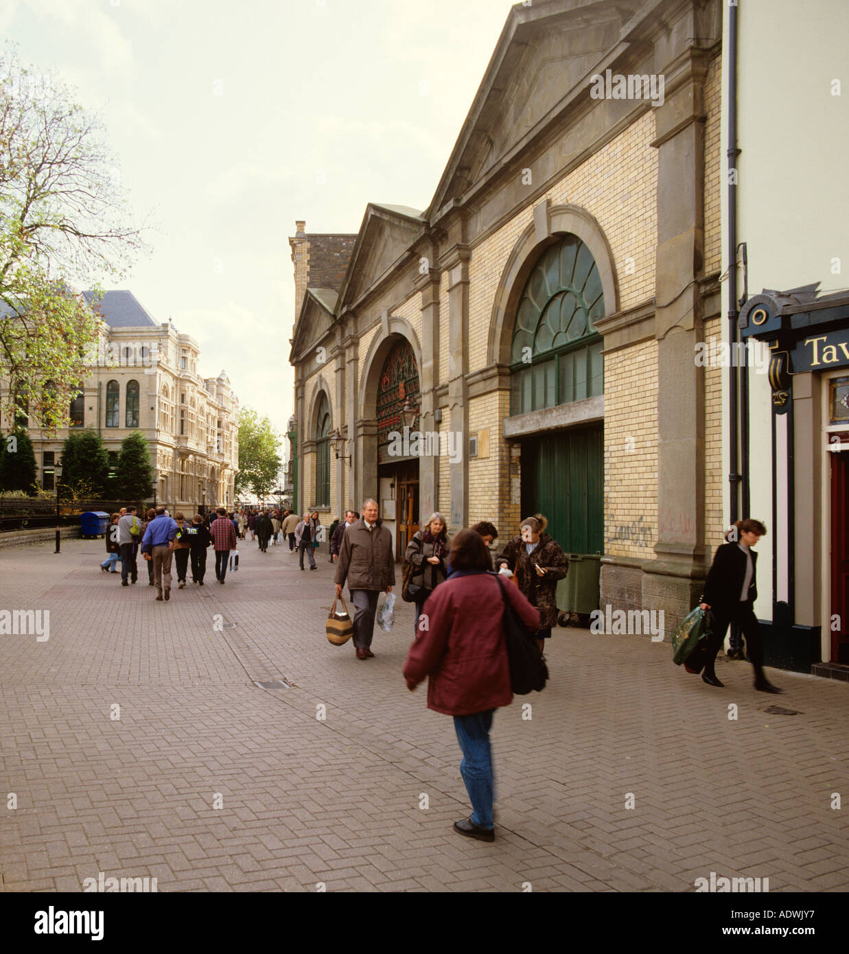 Wales Cardiff Trinity Street Indoor Market Old Library Building Stock ...