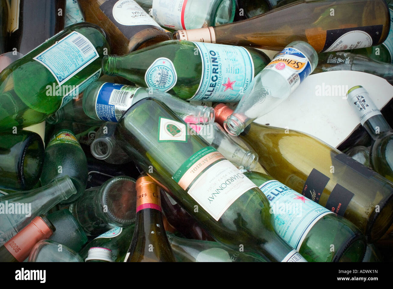 Collection of discarded bottles waiting for recycling Stock Photo - Alamy
