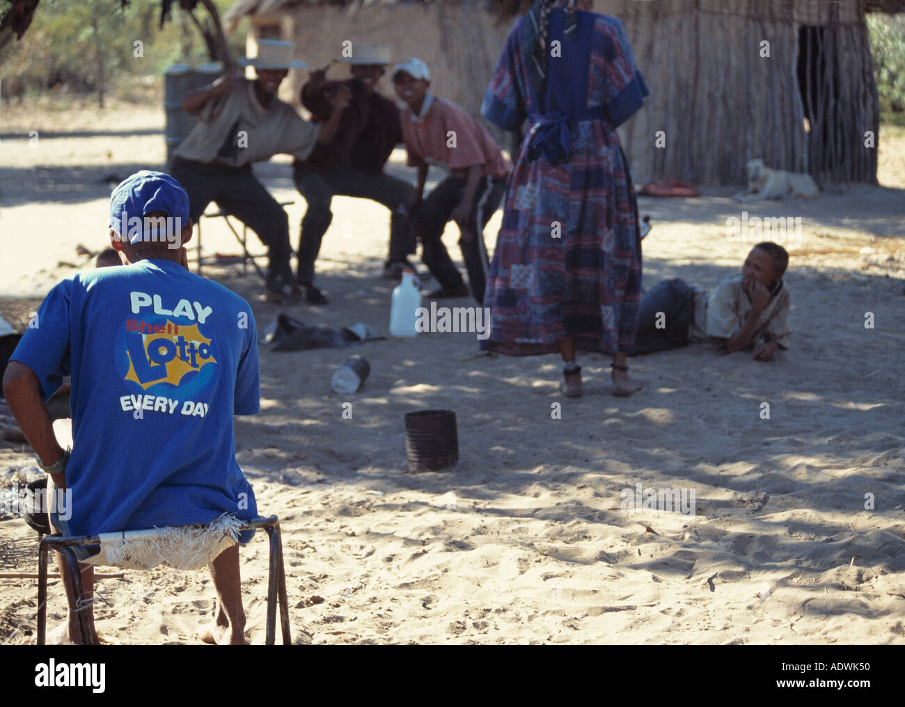 The Ju hoansi San Bushman live in their traditonal ancestral villages ...