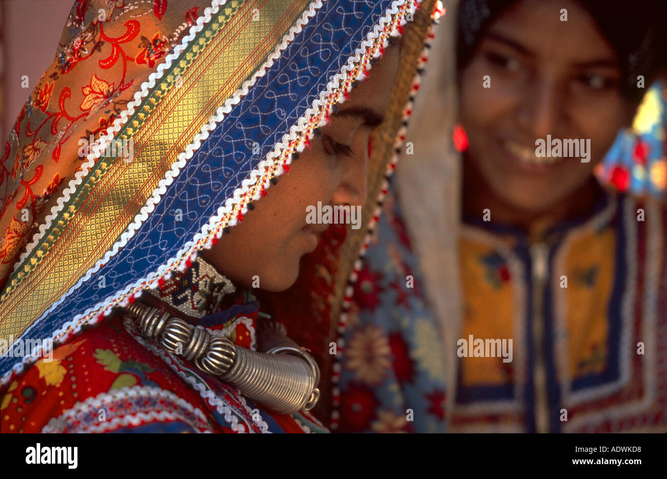 Tribal women in the village of Ludia near Bhuj Kutch region of Gujarat ...