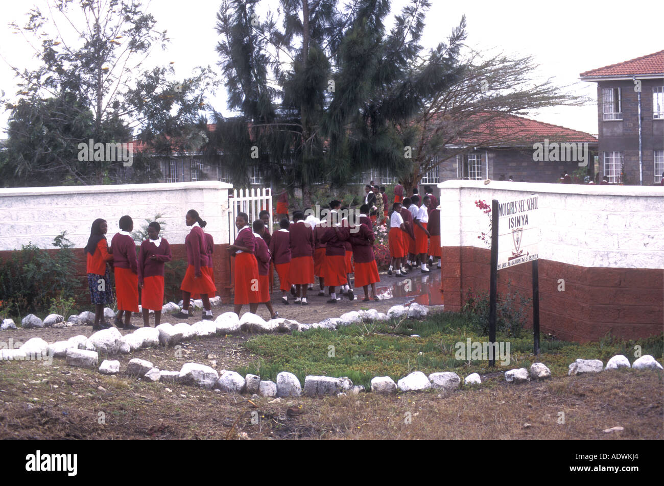 Secondary school girls in School Uniform outside their school in Kenya ...