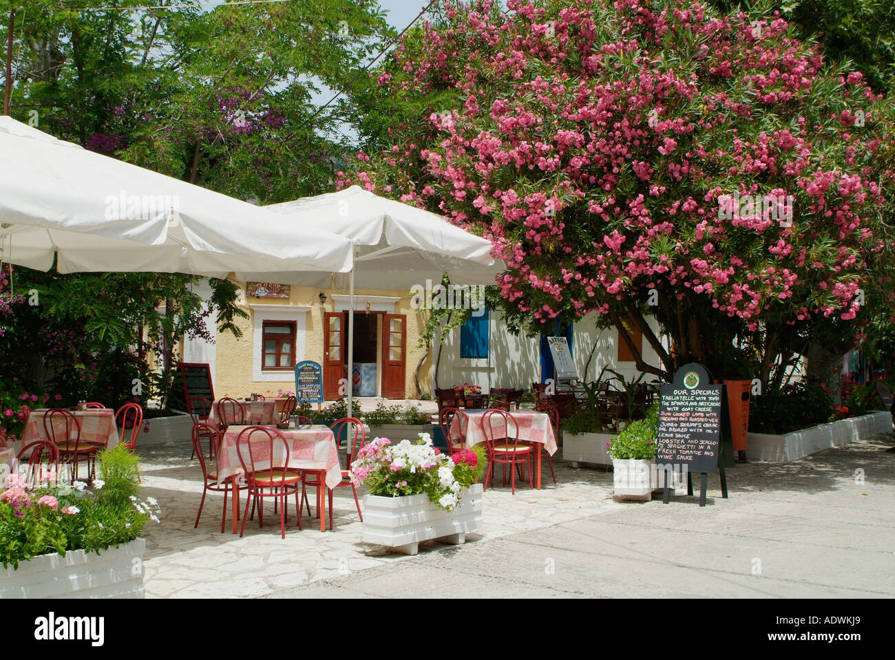 Restaurant in Assos in Kefalonia in Greece Stock Photo - Alamy