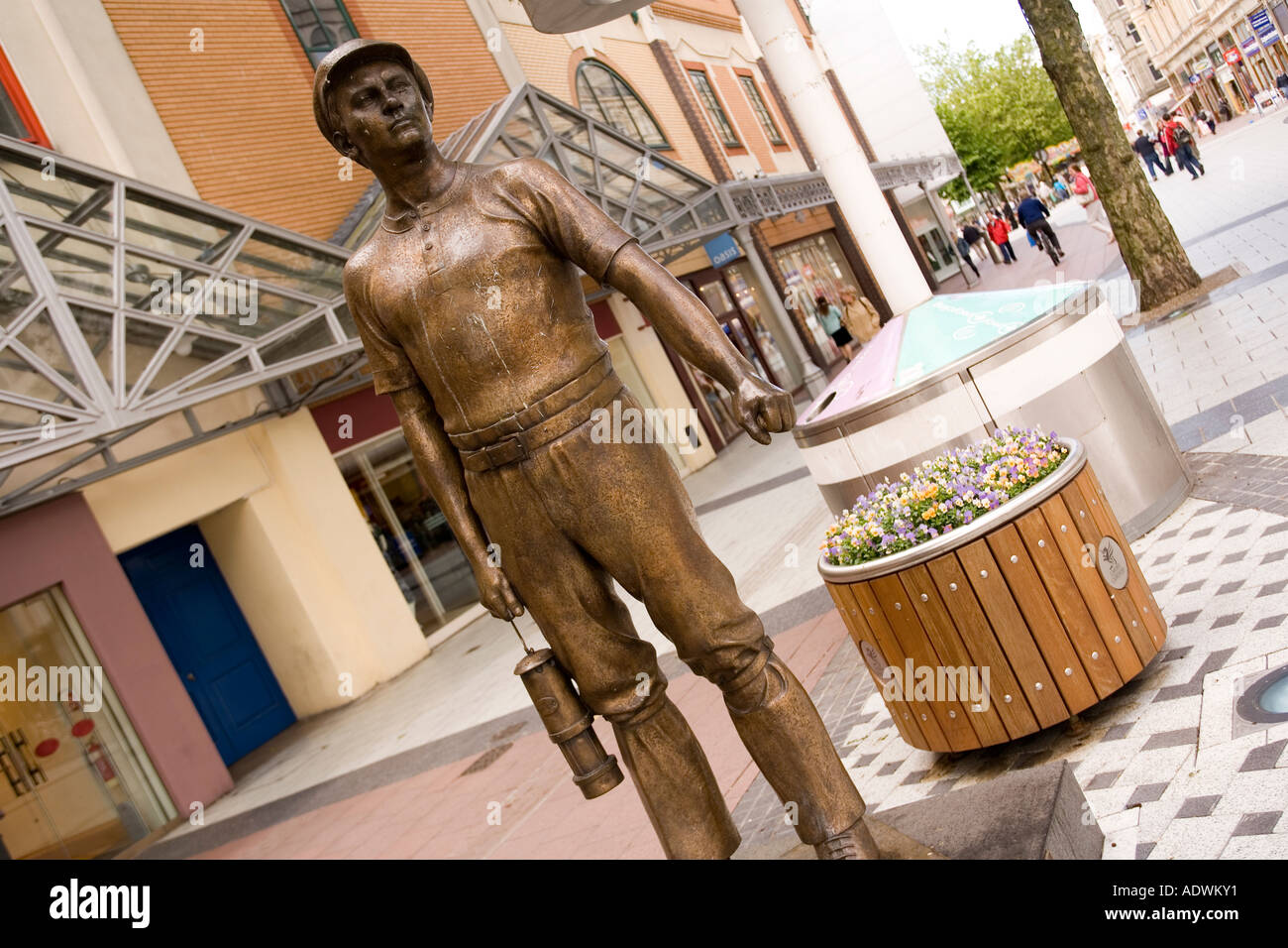 Wales Cardiff Centre Queen Street Miner bronze sculpture by Robert ...