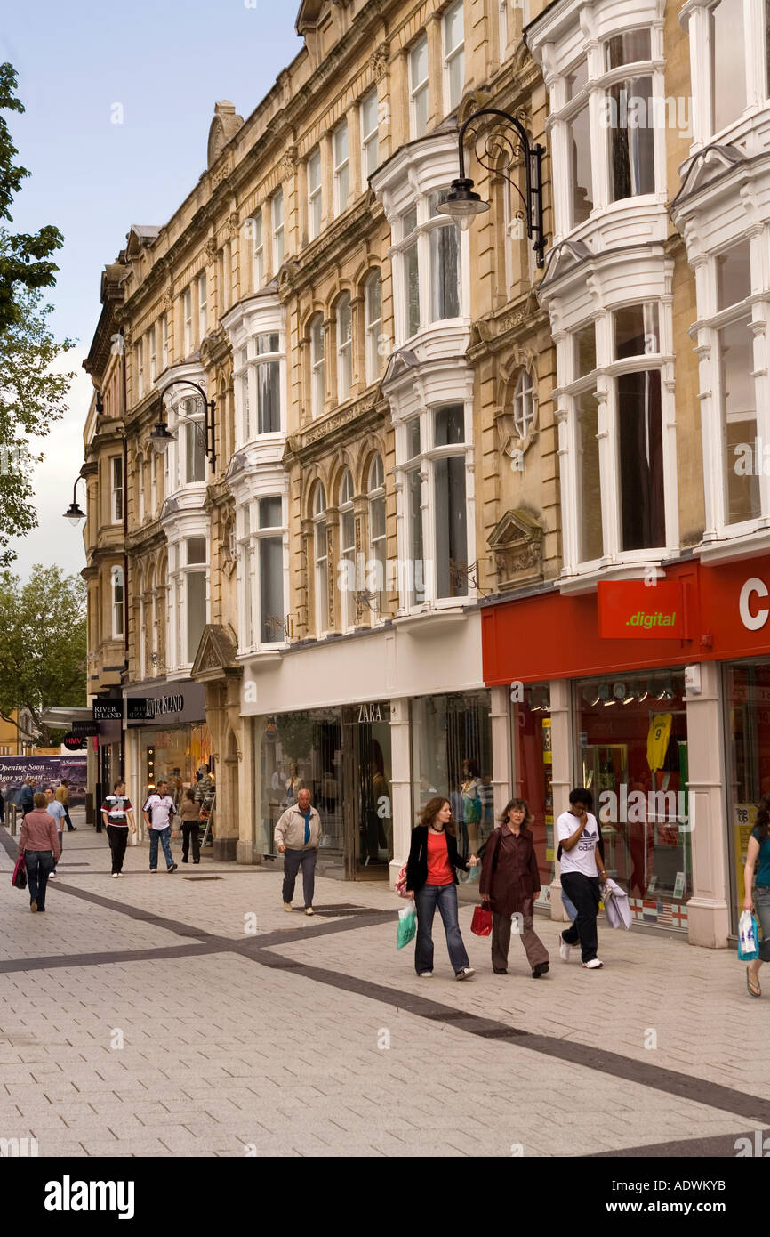 Wales Cardiff Centre Queen Street shopping area Edwardian 4 storey ...