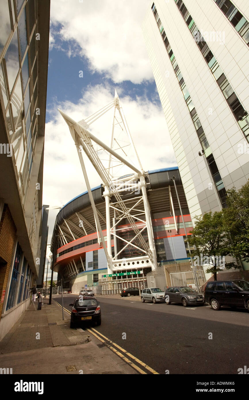 Wales Cardiff Centre Millennium Stadium structure over Park Street ...