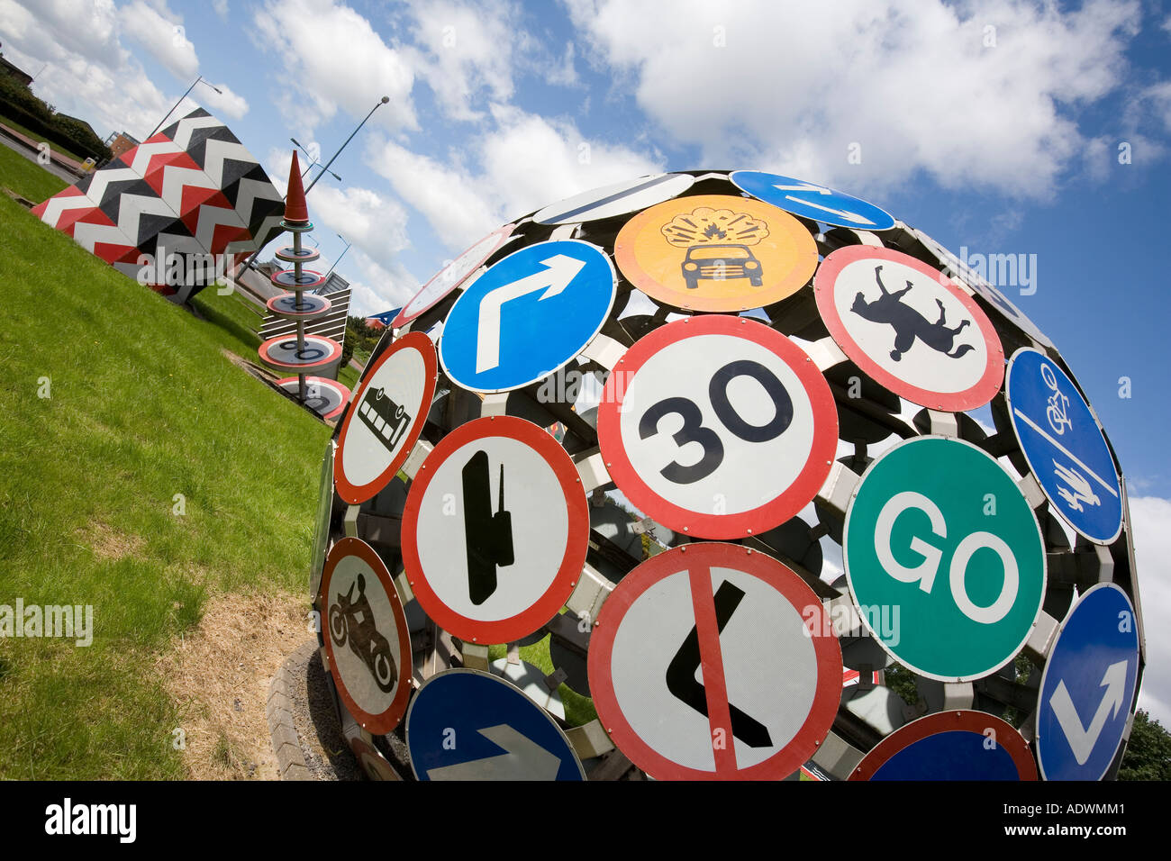 Magic roundabout road sign hi-res stock photography and images - Alamy