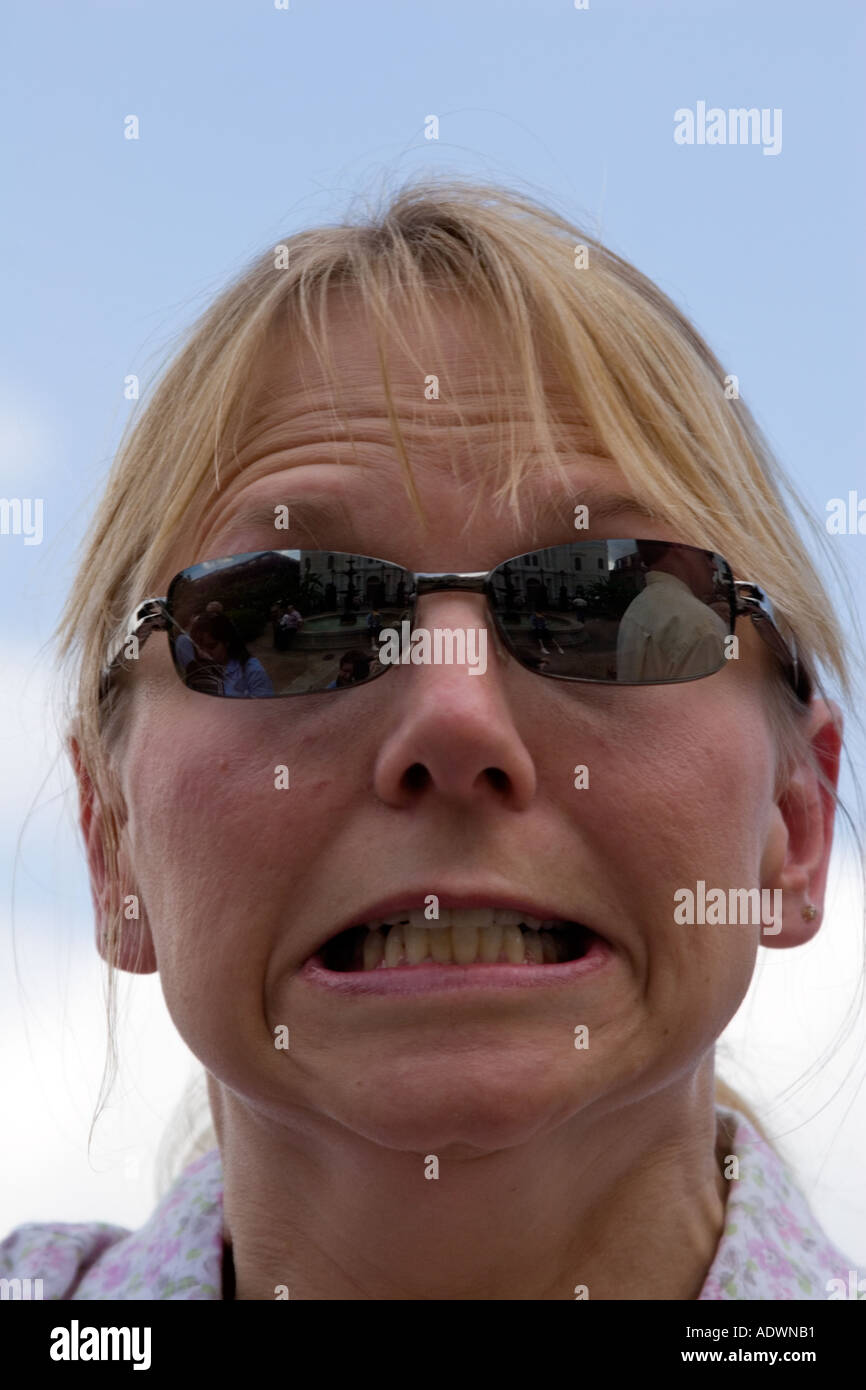 Girl outdoors making funny face hi-res stock photography and images - Alamy