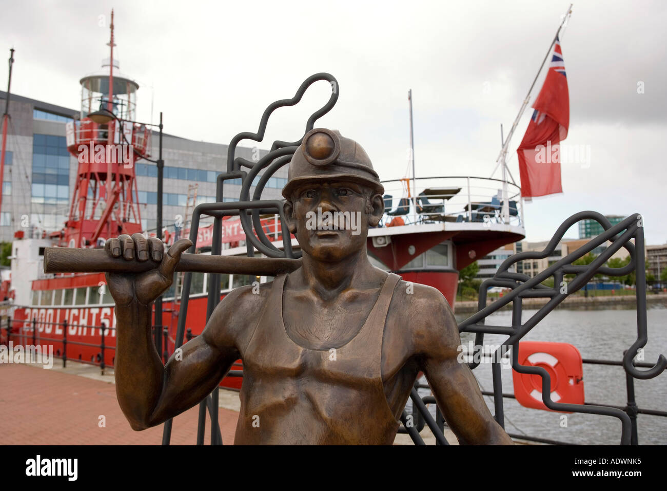 Wales Cardiff Cardiff Bay Roath Basin bronze statue from pit to port by ...