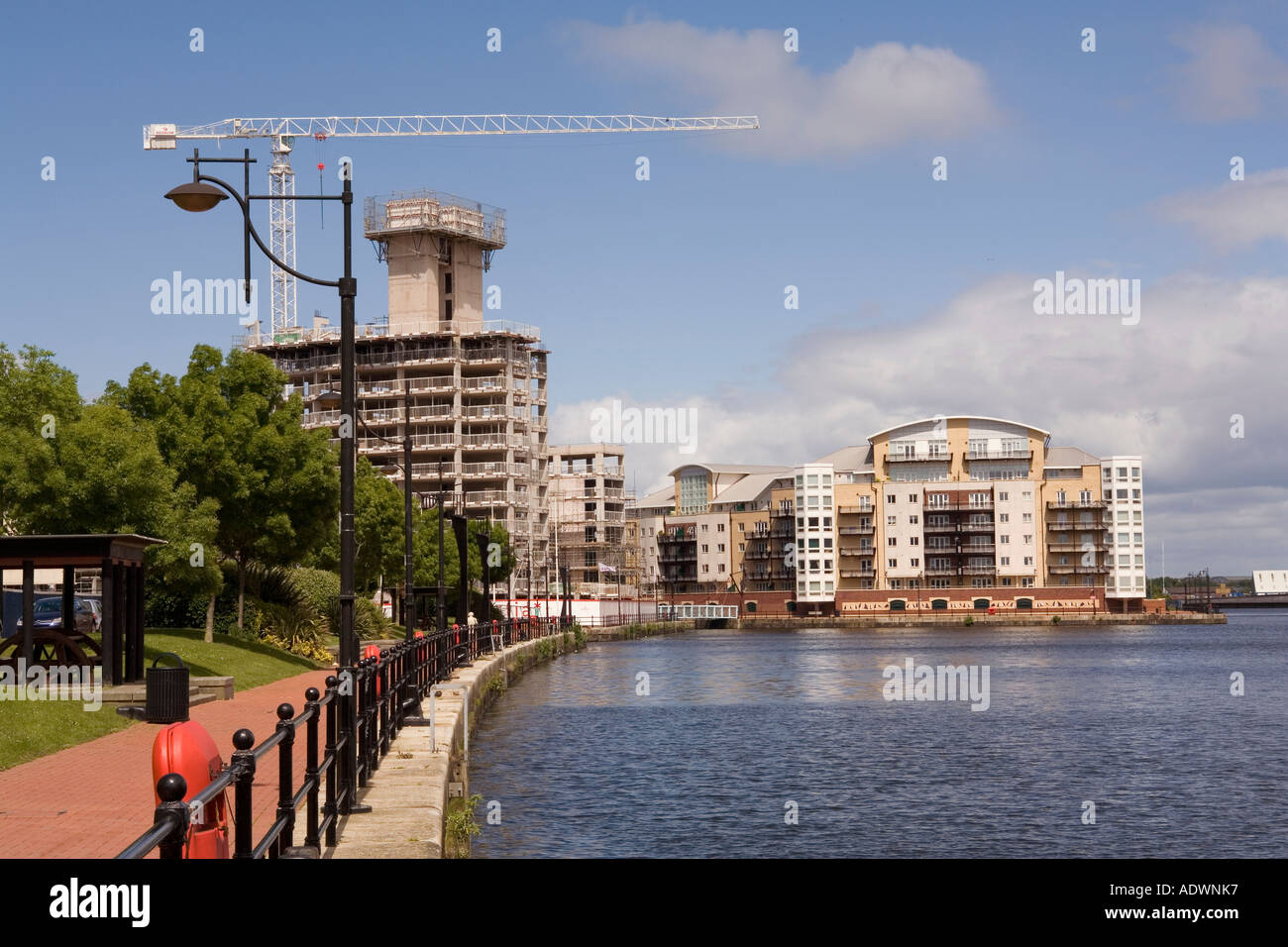 Wales Cardiff Bay Roath Basin waterfront construction Stock Photo - Alamy