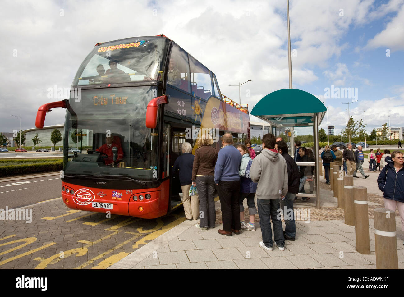 Wales Cardiff Cardiff Bay Millennium Centre passengers queueing for ...