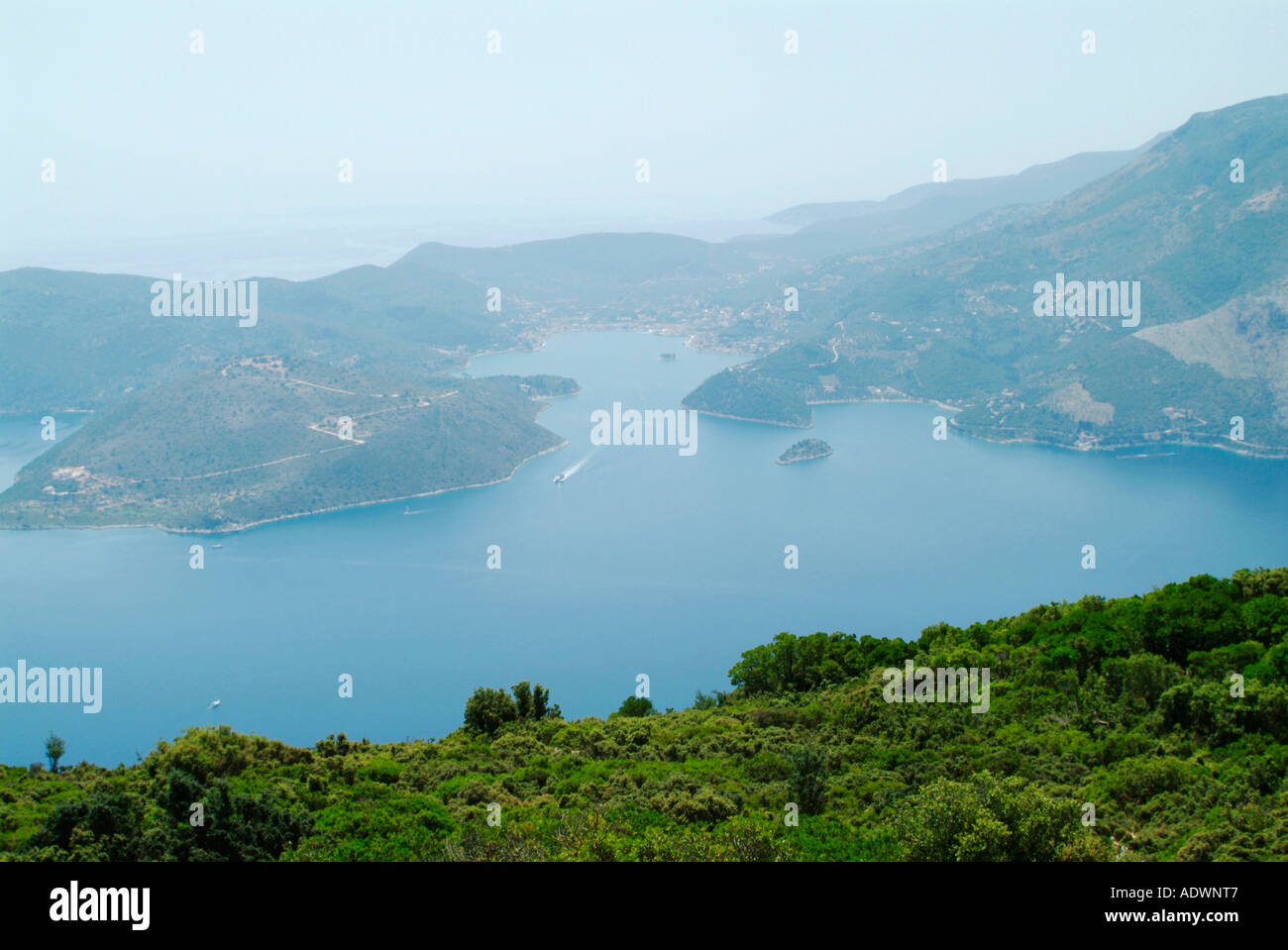 Aerial view of Vathi on Ithaca in Greece Stock Photo - Alamy