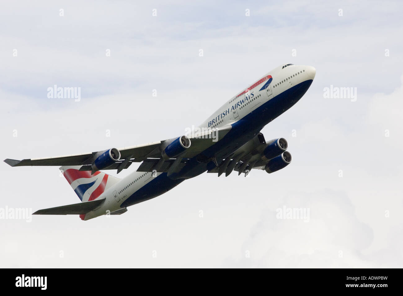 British Airways Jumbo Jet flying away from Heathrow London United ...