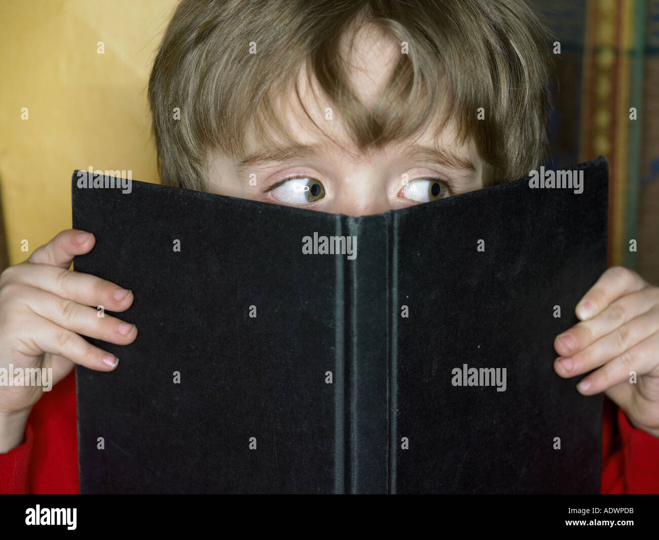 Boy peeking over book hi-res stock photography and images - Alamy