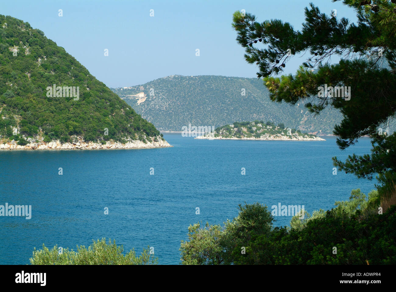 Landscape near Vathy in Ithaca in Greece Stock Photo - Alamy
