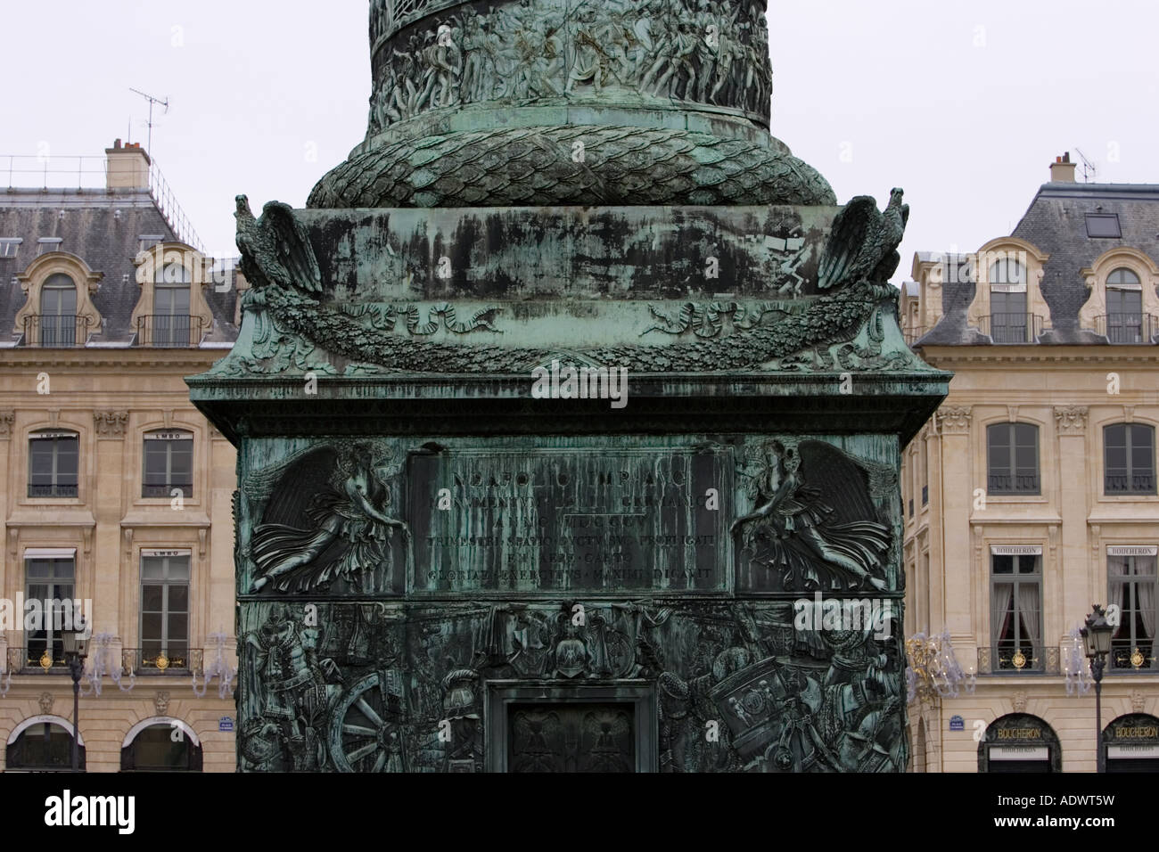 Base of La Colonne Vend me statue of Napoleon Place Vend me Paris ...