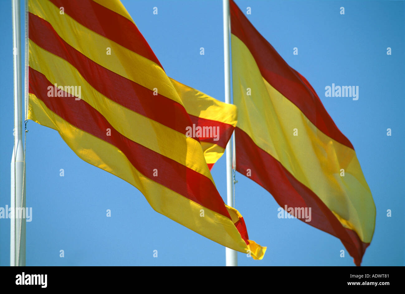 spanish and catalonian flag Stock Photo - Alamy