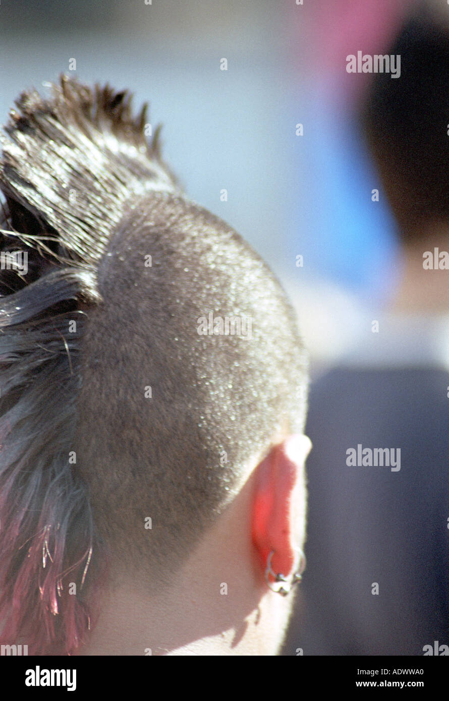 detail of teenage man with mohican haircut Stock Photo - Alamy