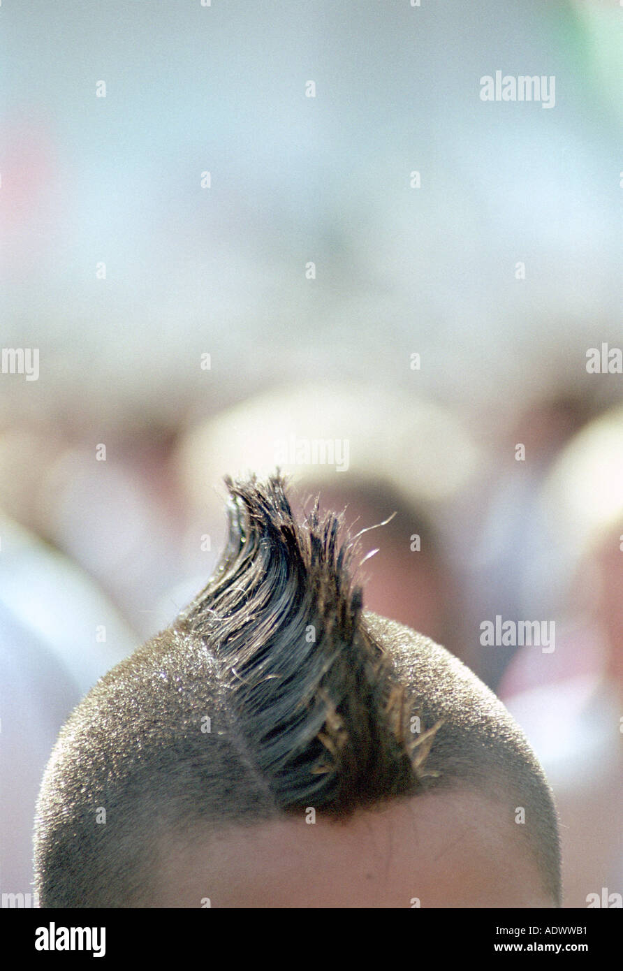 detail of teenage man with mohican haircut Stock Photo - Alamy