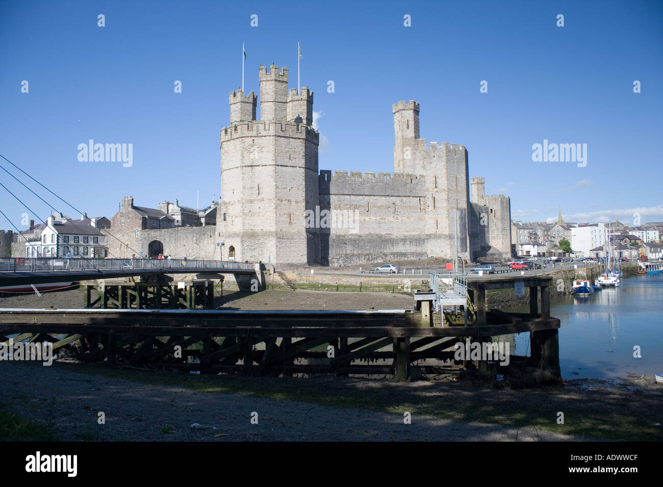 Caernarfon Castle and Seiont river North Wales Stock Photo - Alamy