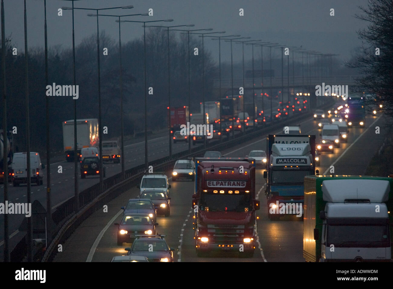 Southbound traffic on M1 Motorway in Northampton United Kingdom Stock ...