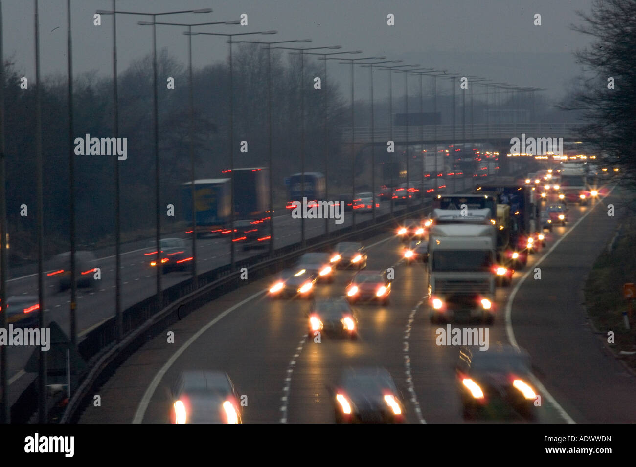 Southbound traffic on M1 Motorway in Northampton United Kingdom Stock ...