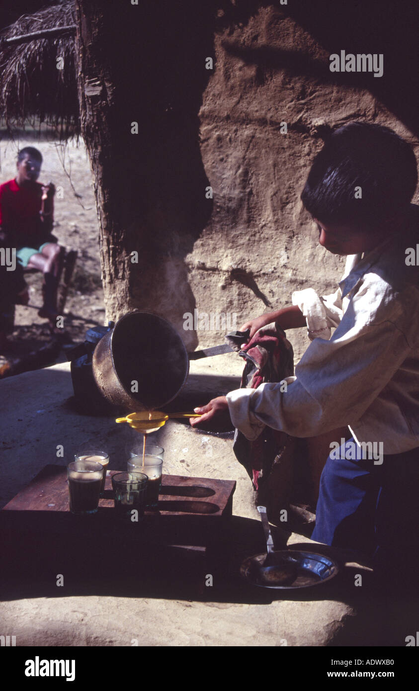 Young boy making tea hi-res stock photography and images - Alamy