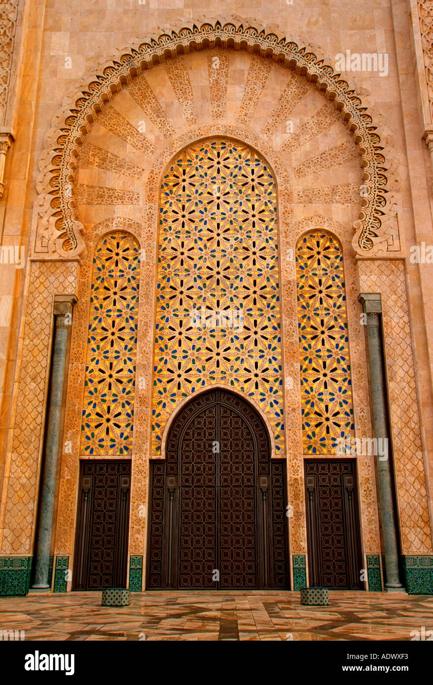 courtyard, Hassan II Mosque, Hassan II, mosque, Moorish architecture ...