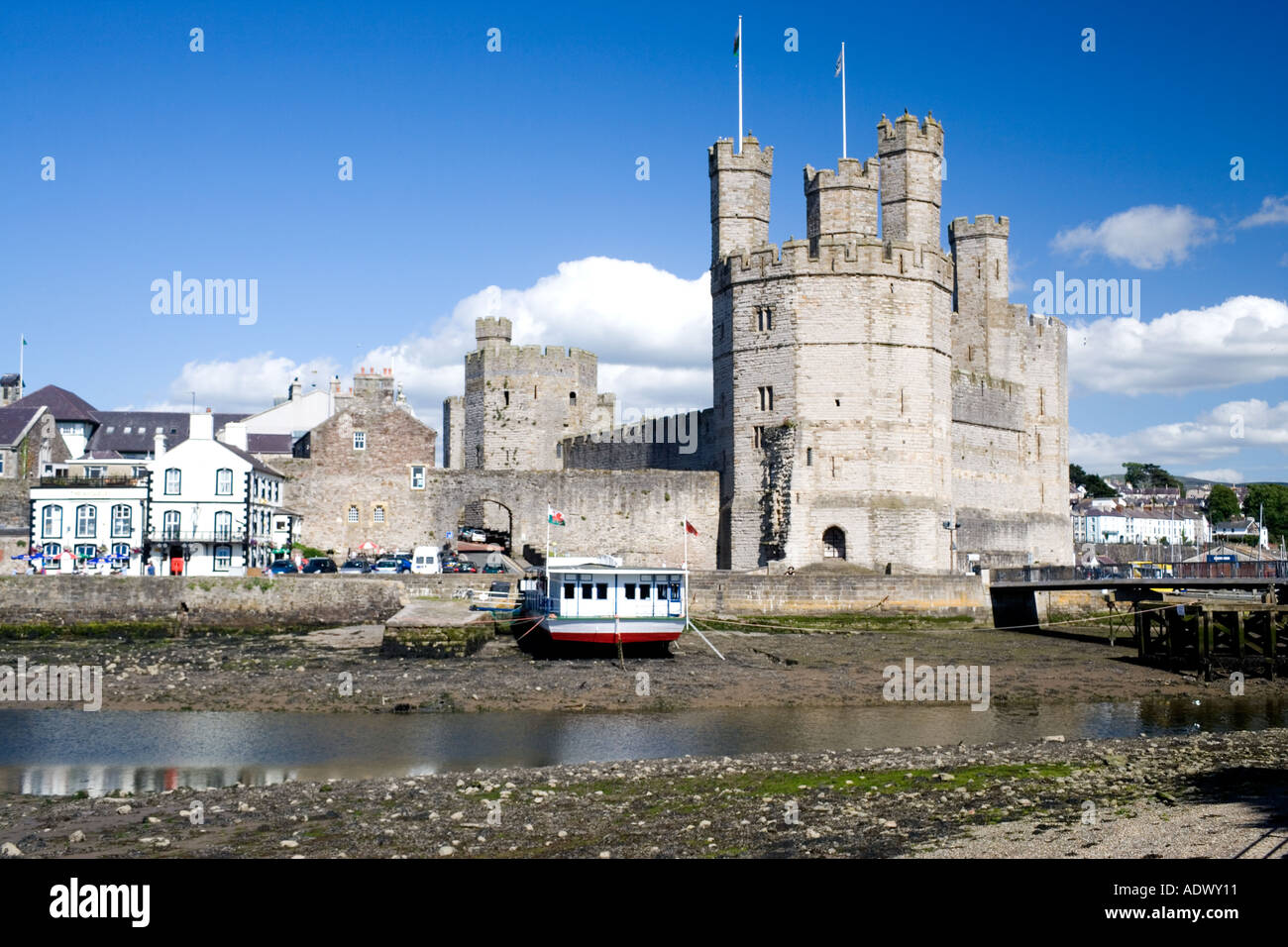 Caernarfon Castle and the Seiont river North Wales Stock Photo - Alamy