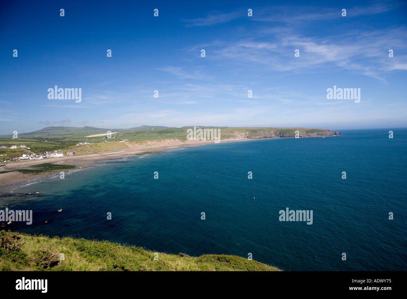 Aberdaron from the cliffs of the Lleyn Peninsula North Wales Stock ...