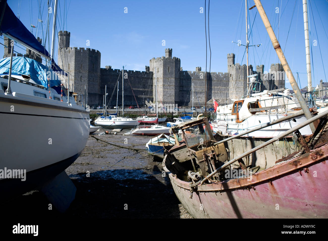 Caernarfon Castle and the Seiont river North Wales Stock Photo - Alamy