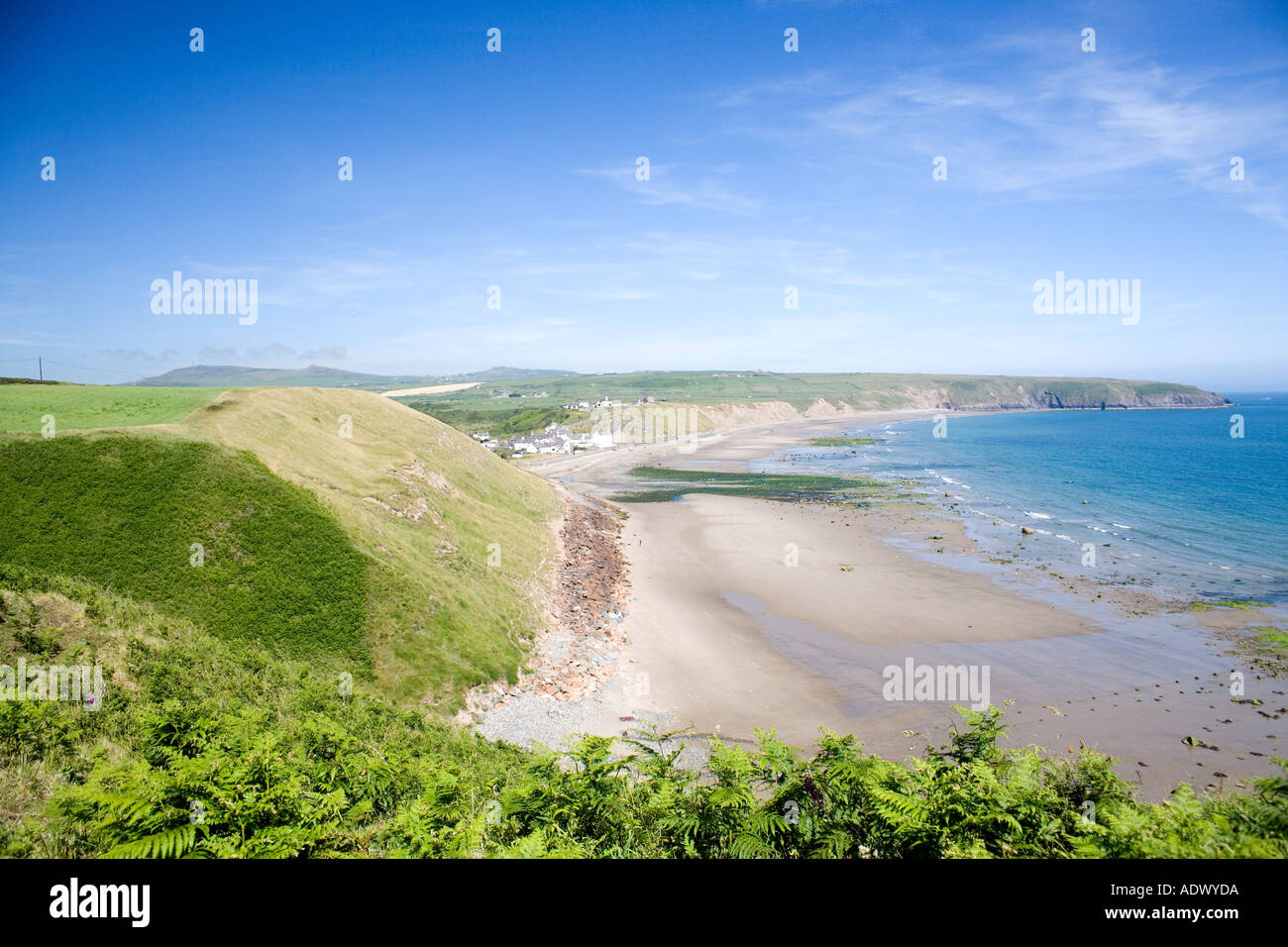 Aberdaron from the cliffs of the Lleyn Peninsula North Wales Stock ...