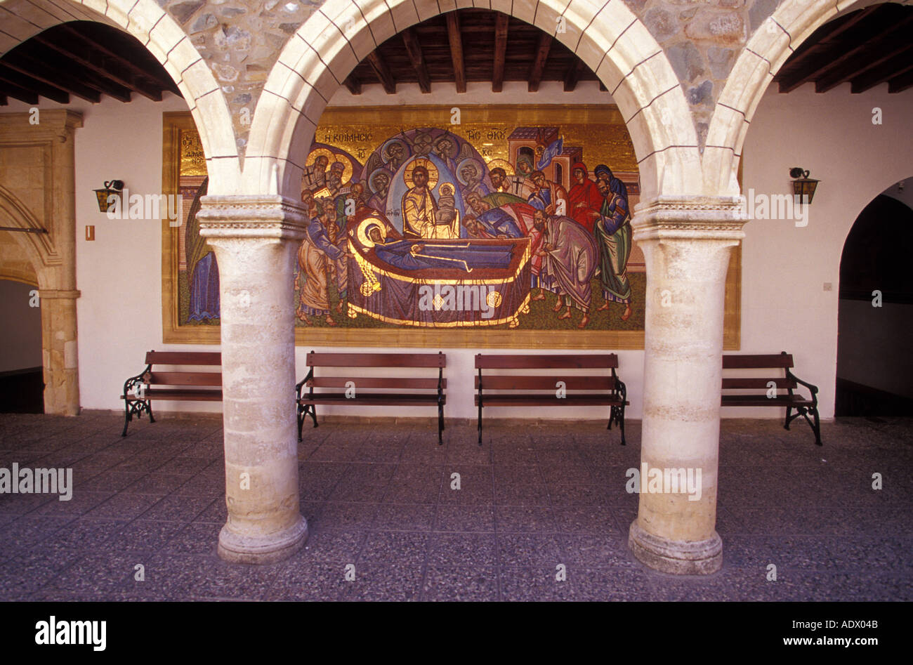 Exterior of built structure with mural, Cyprus Stock Photo - Alamy