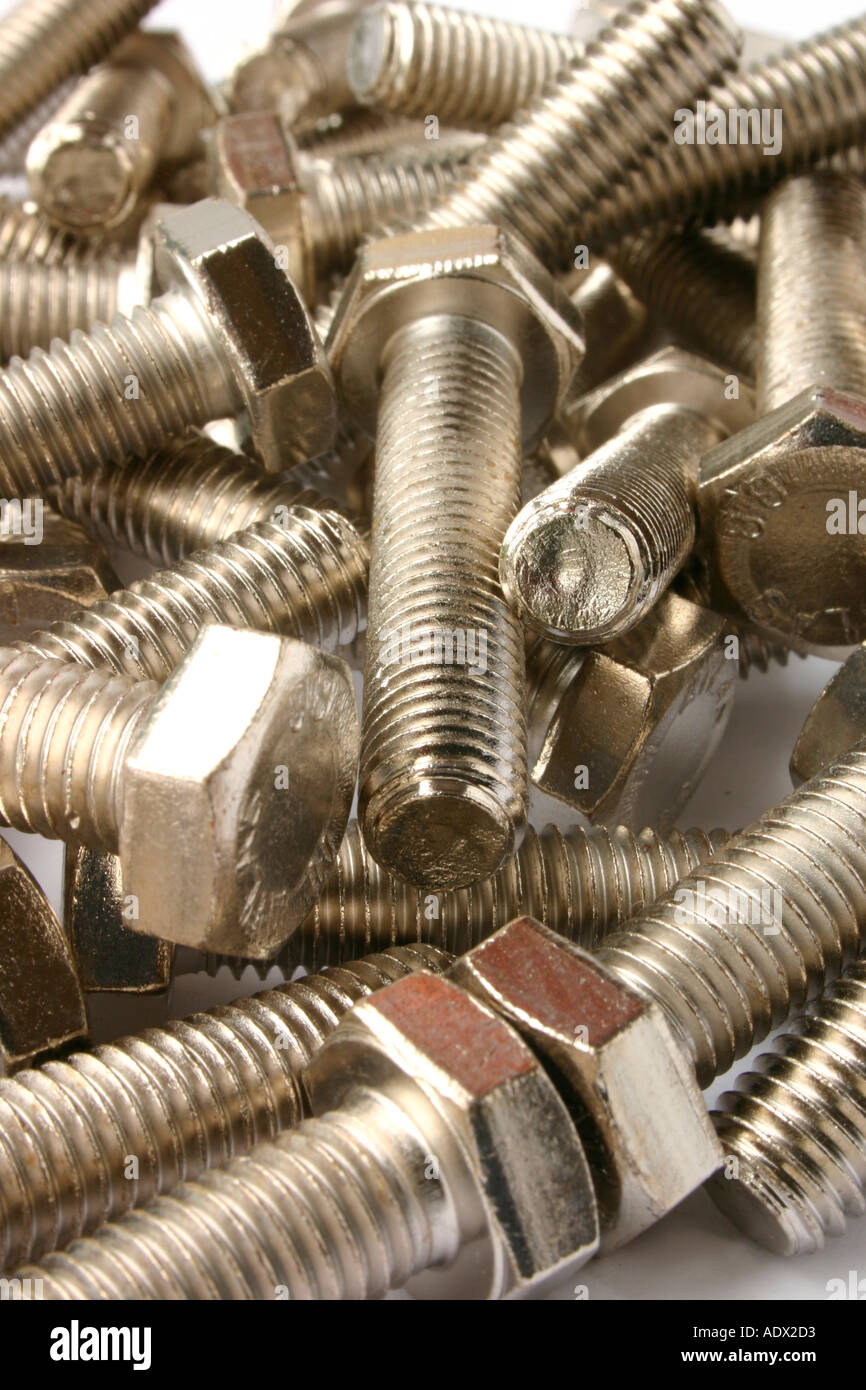 A heap of shiny silver bolts Stock Photo - Alamy