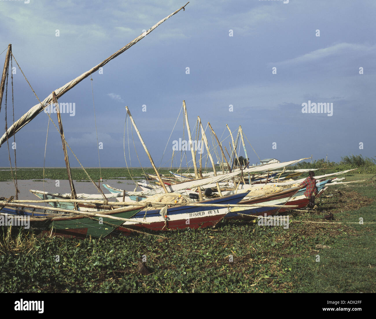 Kenya fishing boats on the bank of lake Victoria Stock Photo - Alamy