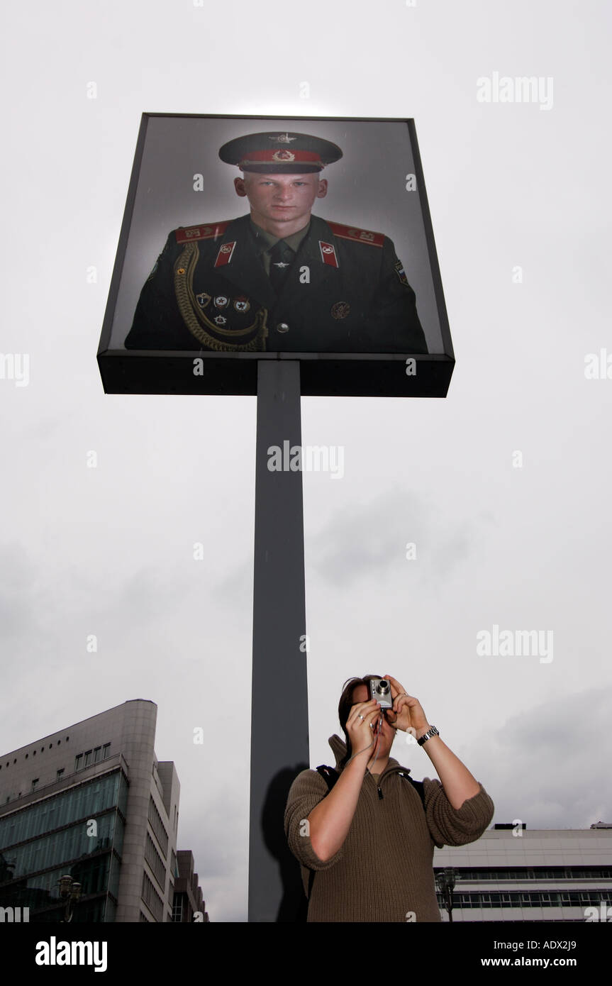 Berlin picture of Russian soldier at checkpoint Charlie in the ...