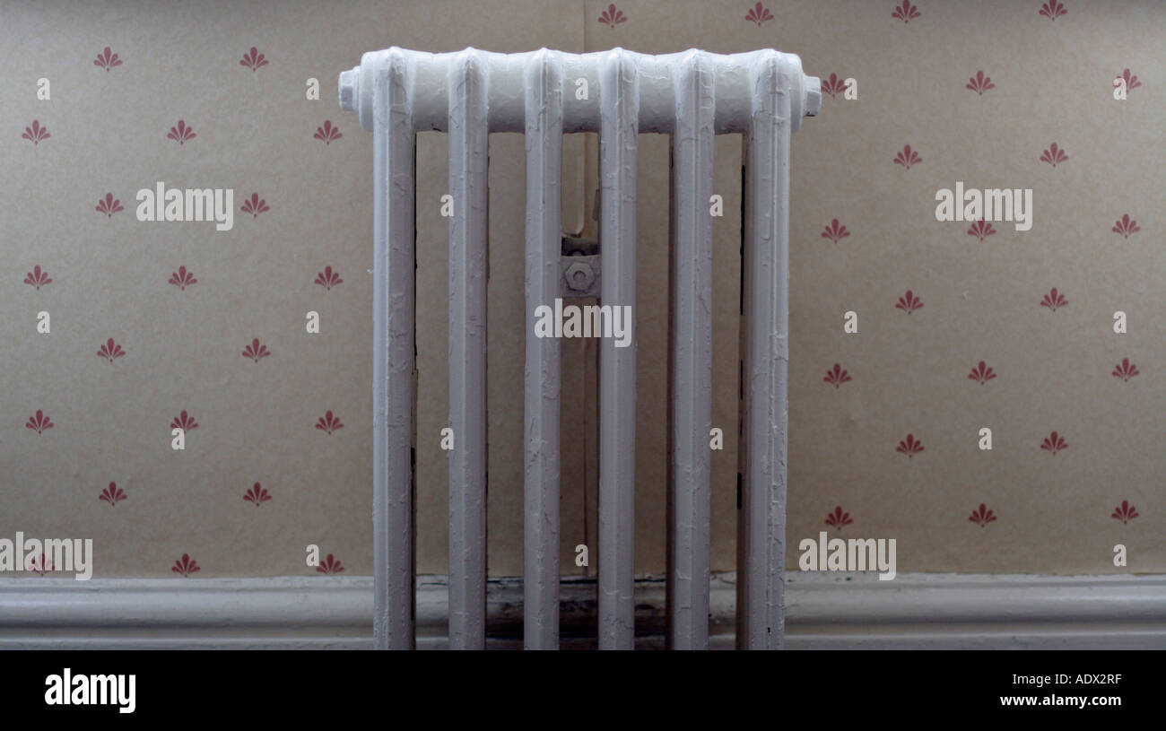 Antique central heating radiator and wallpaper Stock Photo - Alamy